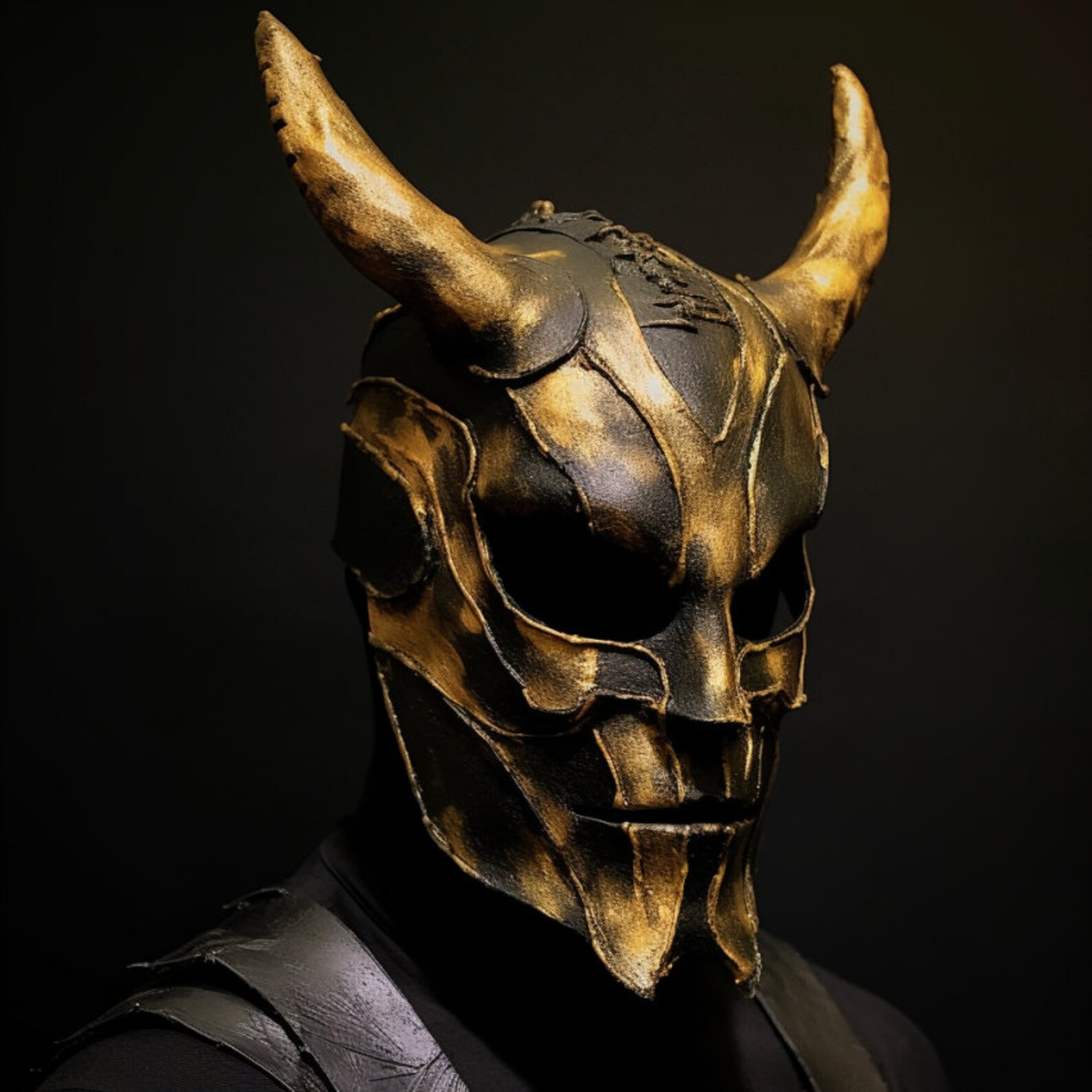 Limited Edition. Half Face Demon Mask. Black and Gold Demon Mask ...