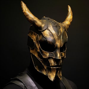 Limited Edition. Half Face Demon Mask. Black and Gold Demon Mask ...