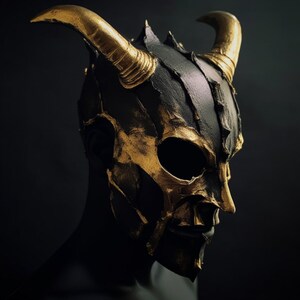 Limited Edition. Half Face Demon Mask. Black and Gold Demon Mask ...