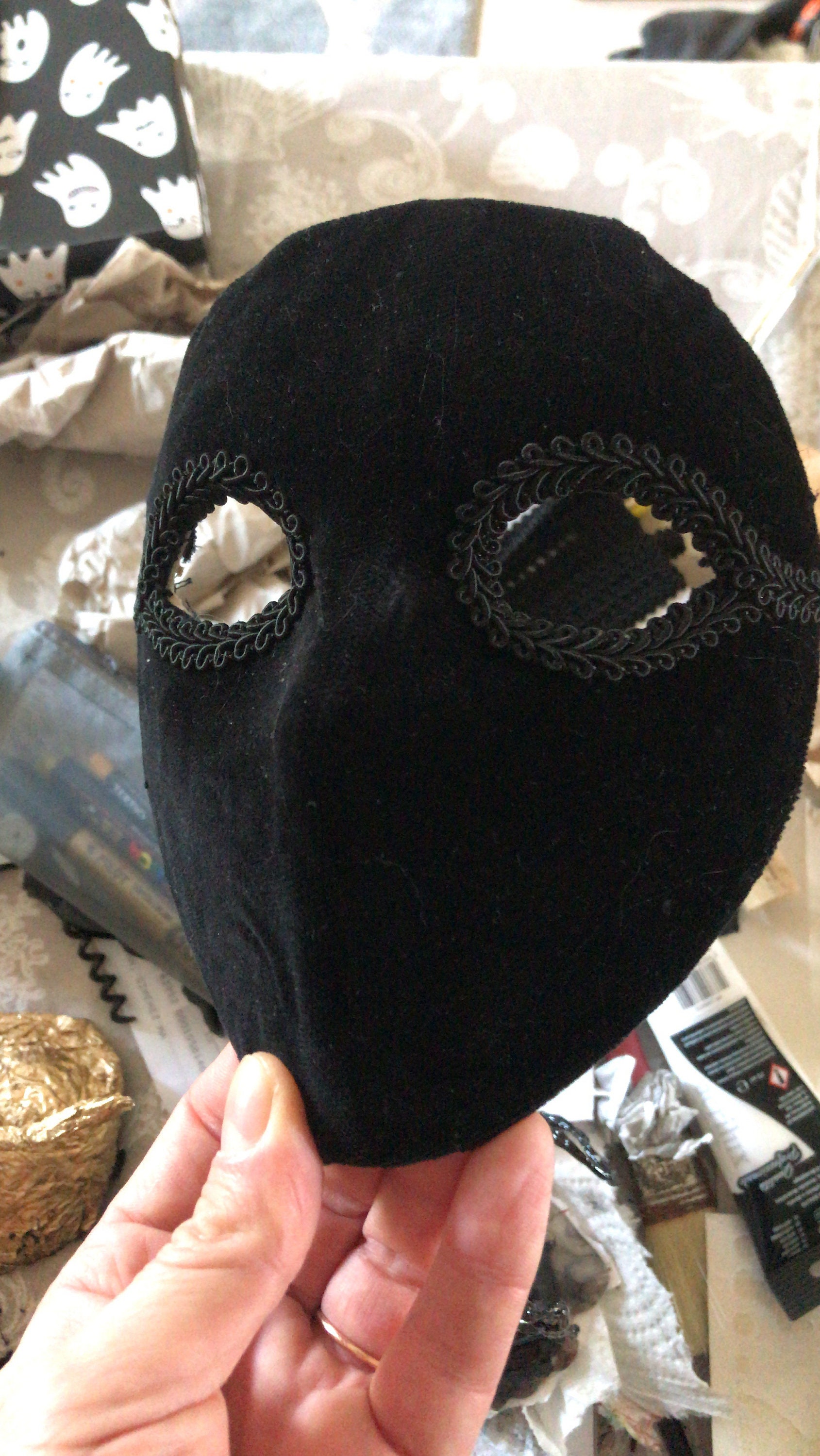 Moretta Venetian black velvet mask with original/Custom model | Etsy