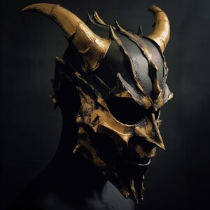Limited Edition. Half Face Demon Mask. Black and Gold Demon Mask ...