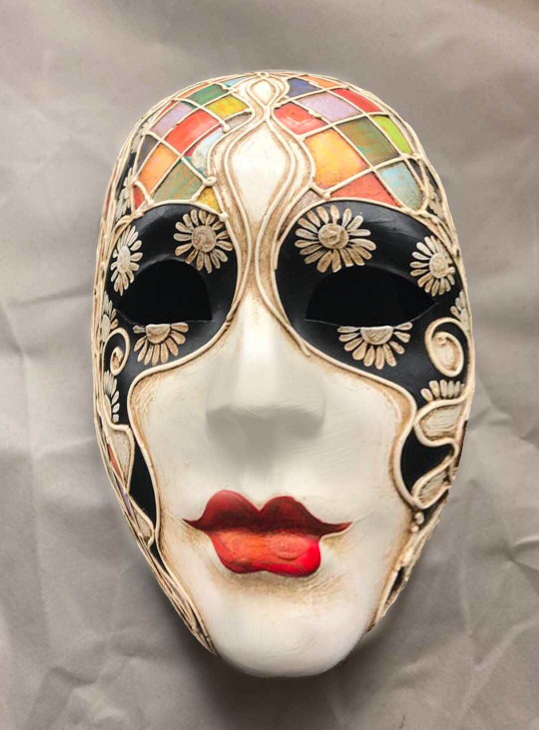 Venetian Harlequin Mask, Original Venice Mask, Comedy of Art, - Etsy