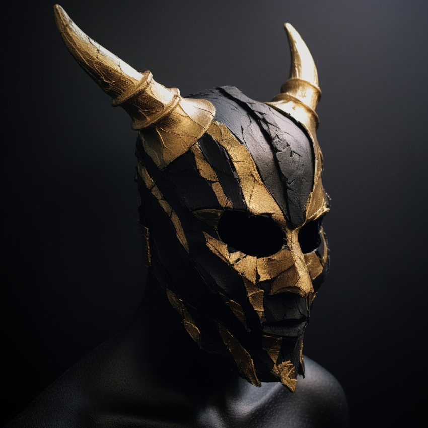 Limited Edition. Half Face Demon Mask. Black and Gold Demon Mask ...