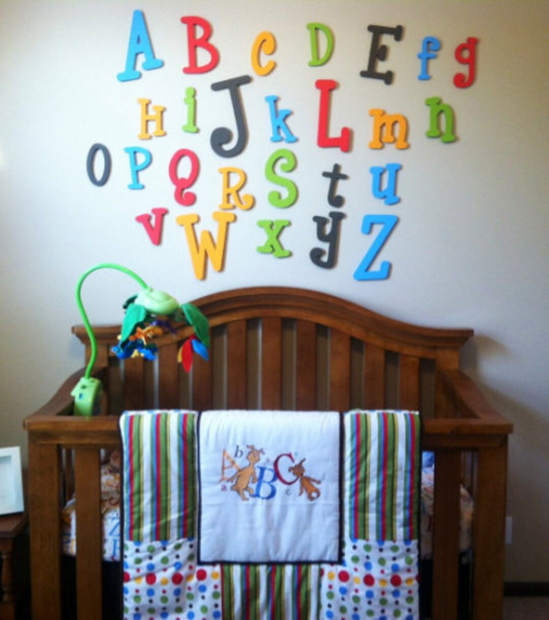 Painted Wooden Alphabet Wall Hanging Letters Set for Playroom or ...