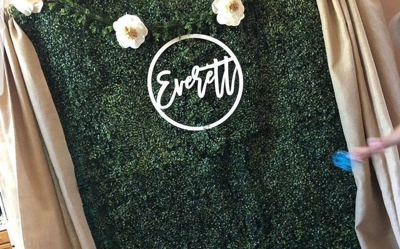 Round Name Sign - Wood Name / Word Cutout, Nursery Baby Shower ...