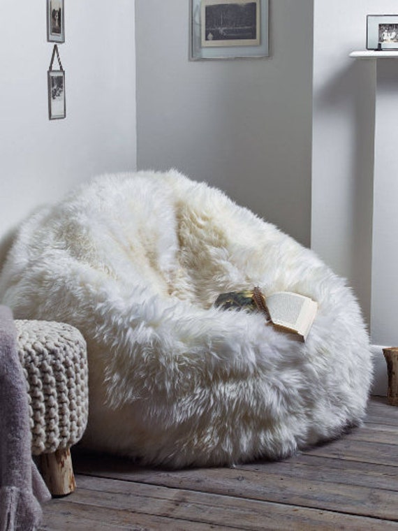 Sheepskin Pouf XXXL White Pouf Fur Pouf Comfortable Pouf Sheepskin Beanbag Bean Bag Furry Sale Black Friday Christmas Gift Etsy