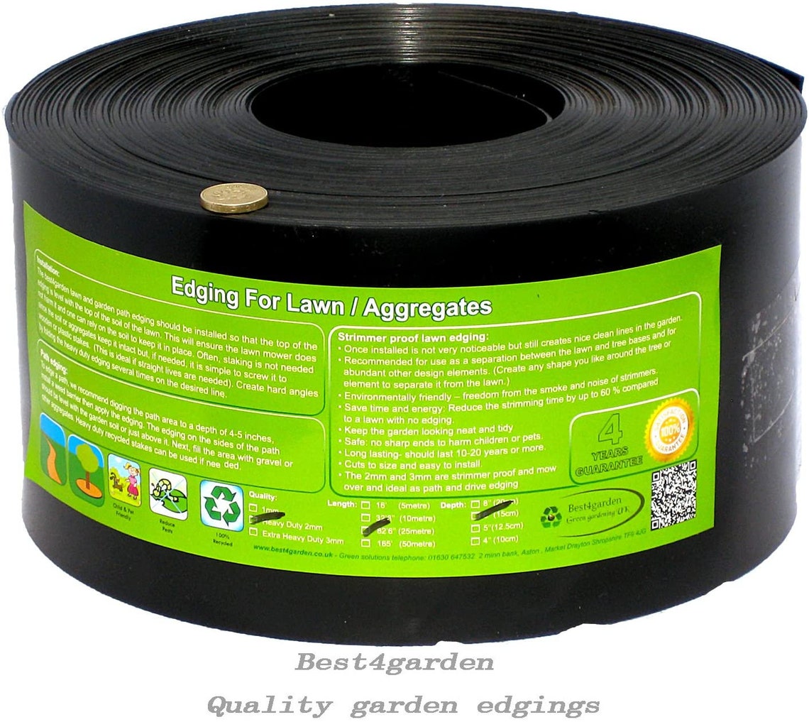 2mm Thick Heavy Duty Lawn Edging Black 5 Deep - Etsy
