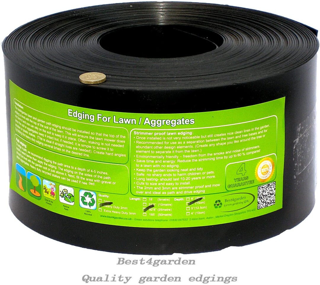 2mm Thick Heavy Duty Lawn Edging Black - 6" Deep - Etsy UK