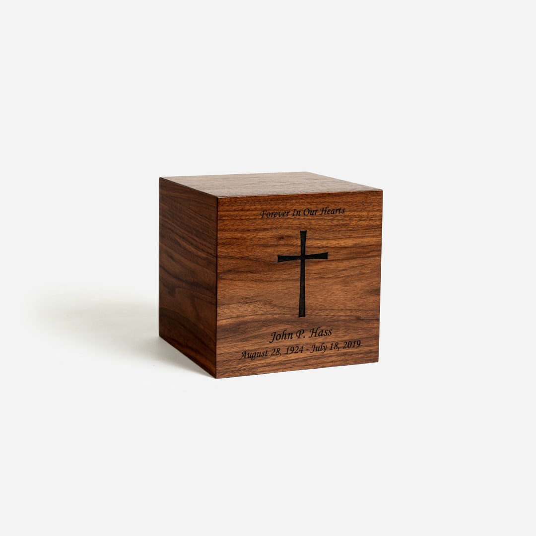Simple Urn - Walnut With Cross - Etsy