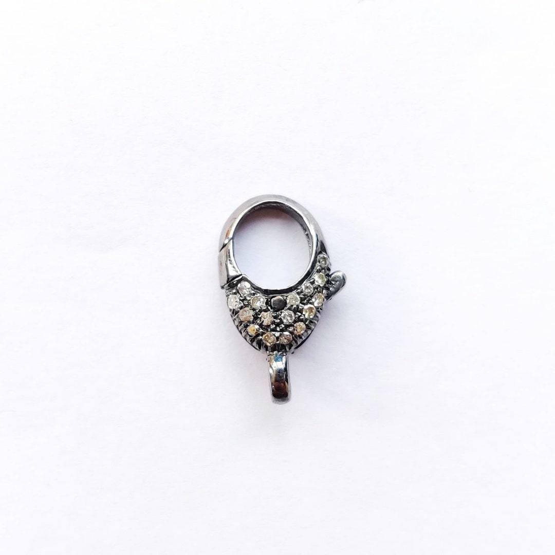 Pave Diamond and Silver Clasp,925 Sterling Silver Handmade Lock,diamond ...