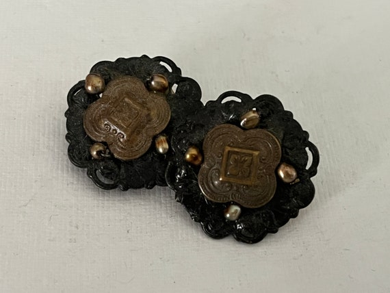 Vintage Black and Bronze Steampunk Style Button Clip … - Gem