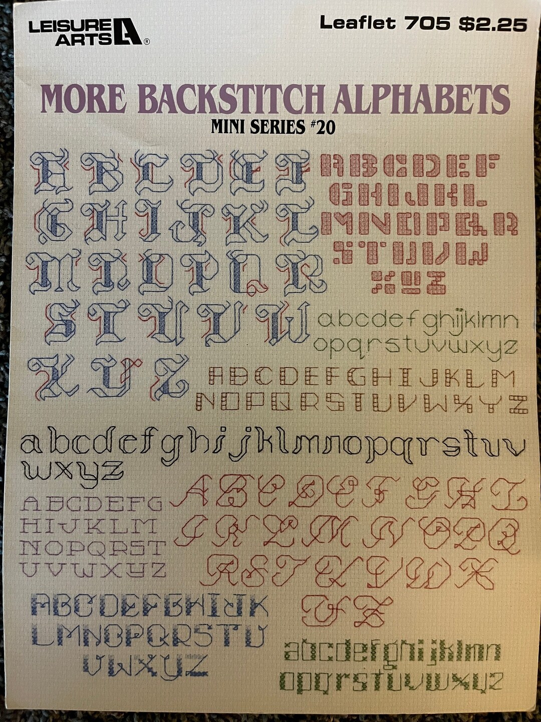 More Backstitch Alphabets Mini Series 20, Leisure Arts 705 Cross Stitch ...