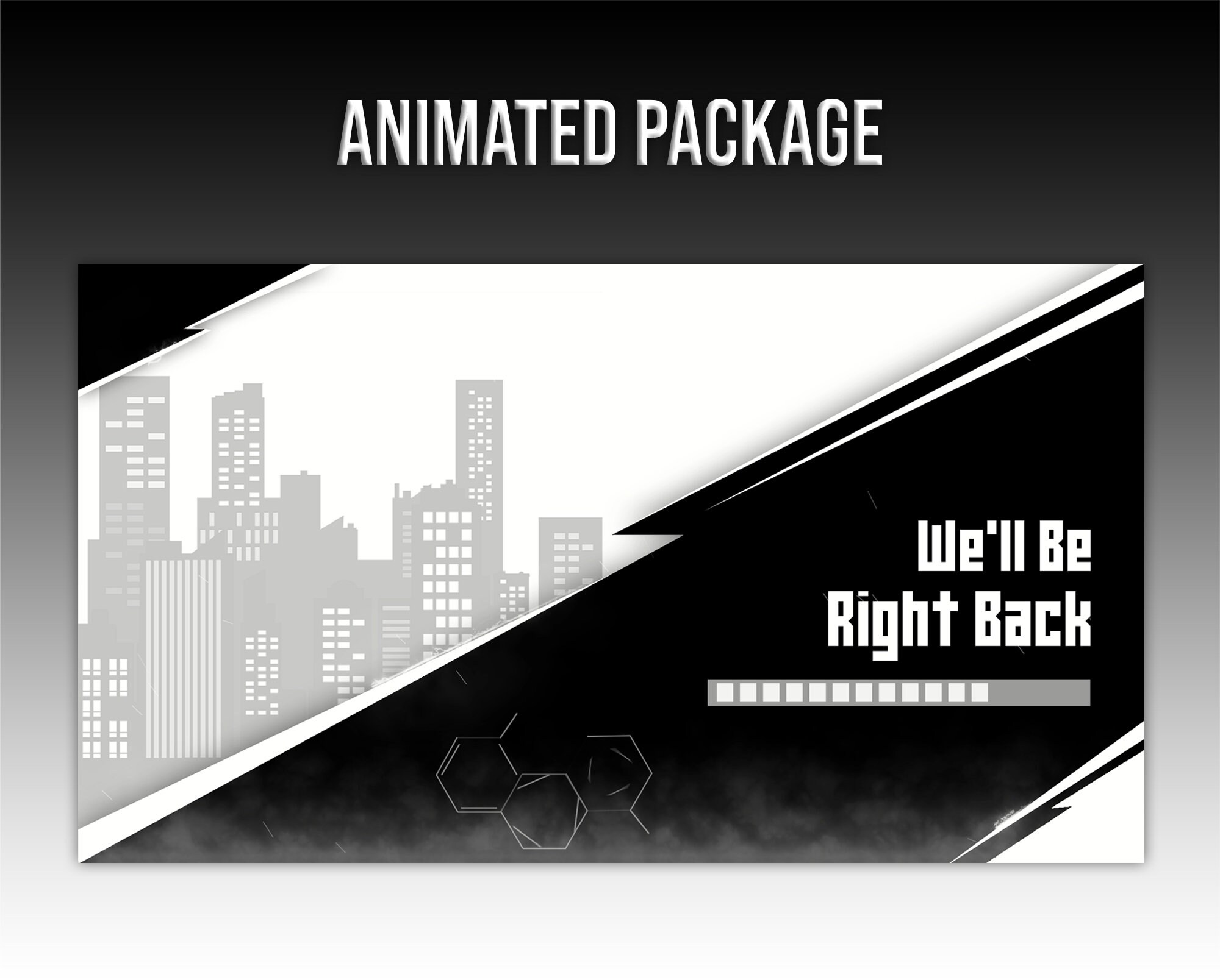 Twitch Overlays Animated Package, Ready to Use BW Line Smoke Simple ...