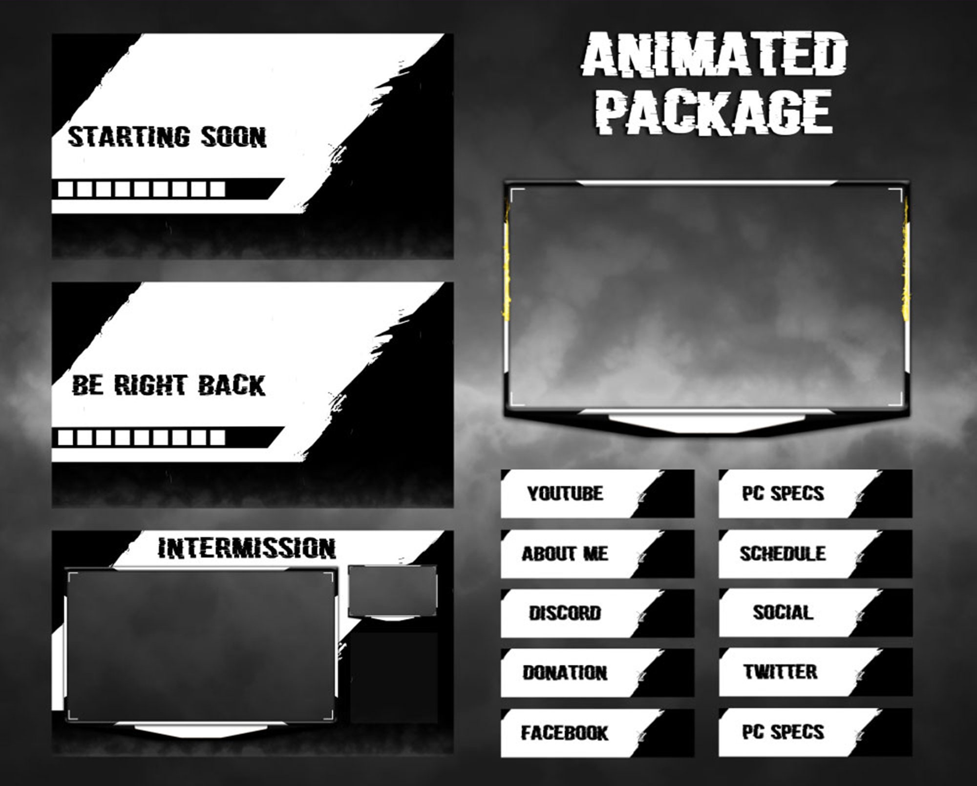 Twitch Overlays Animated Package, Ready to Use loading Overlay Modern ...
