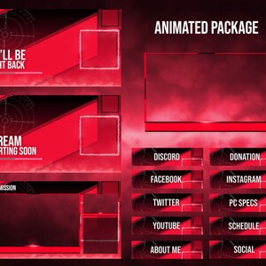 Twitch Overlays Animated Package, Ready to Use RED Square Simple ...