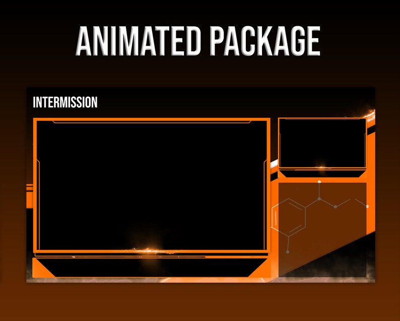 Twitch Overlays Animated Package, Ready to Use orange Line Electrical ...