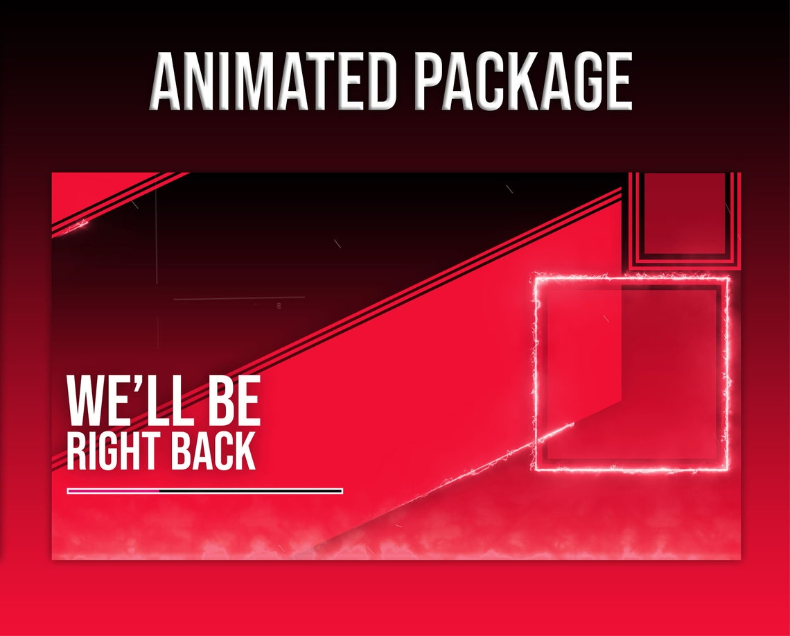 Twitch Overlays Animated Package, Ready to Use RED Square Simple ...