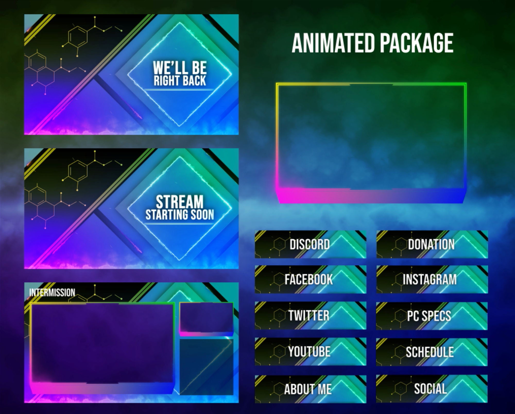 Twitch Overlays Animated Package Ready to Use RGB Smoke - Etsy