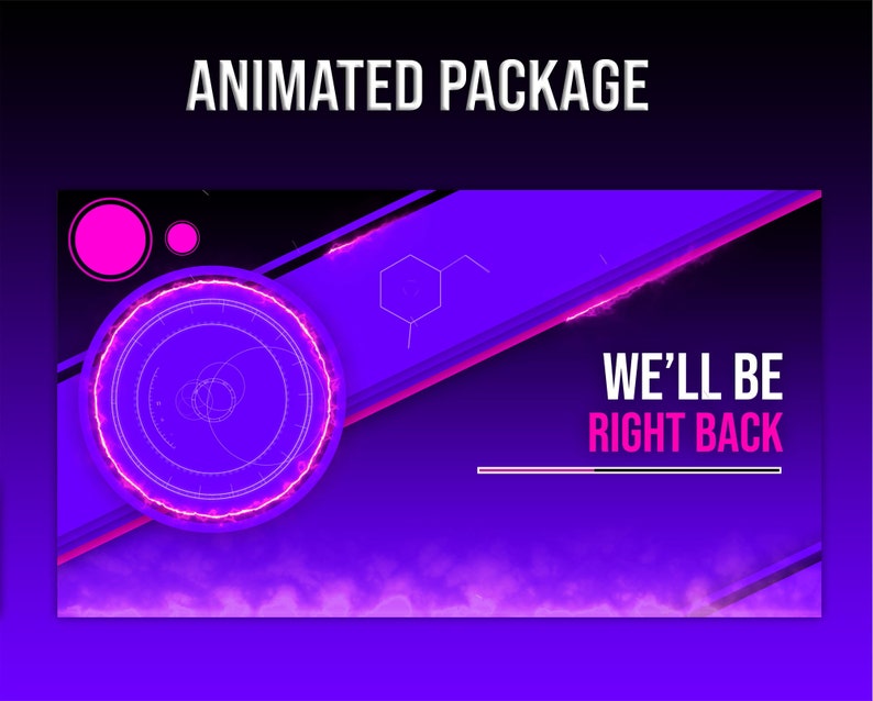 Twitch Overlays Animated Package, Ready to Use purple Smoke Simple ...
