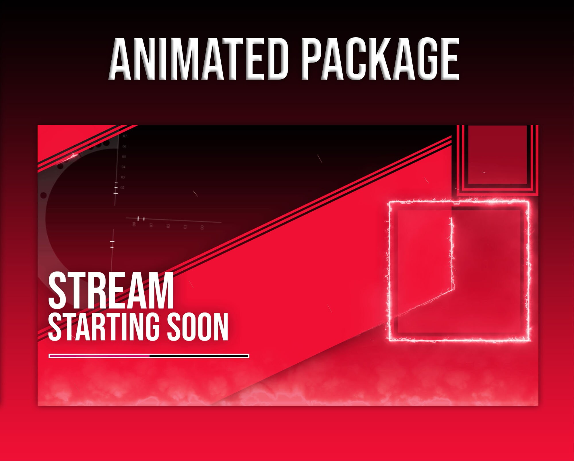Twitch Overlays Animated Package, Ready to Use RED Square Simple ...