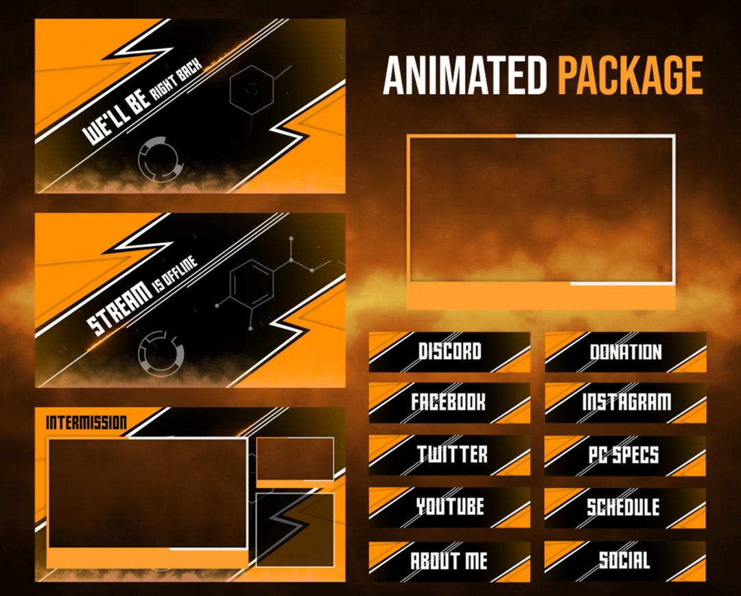 Twitch Overlays Animated Package, Ready to Use yellow Smoke Simple ...
