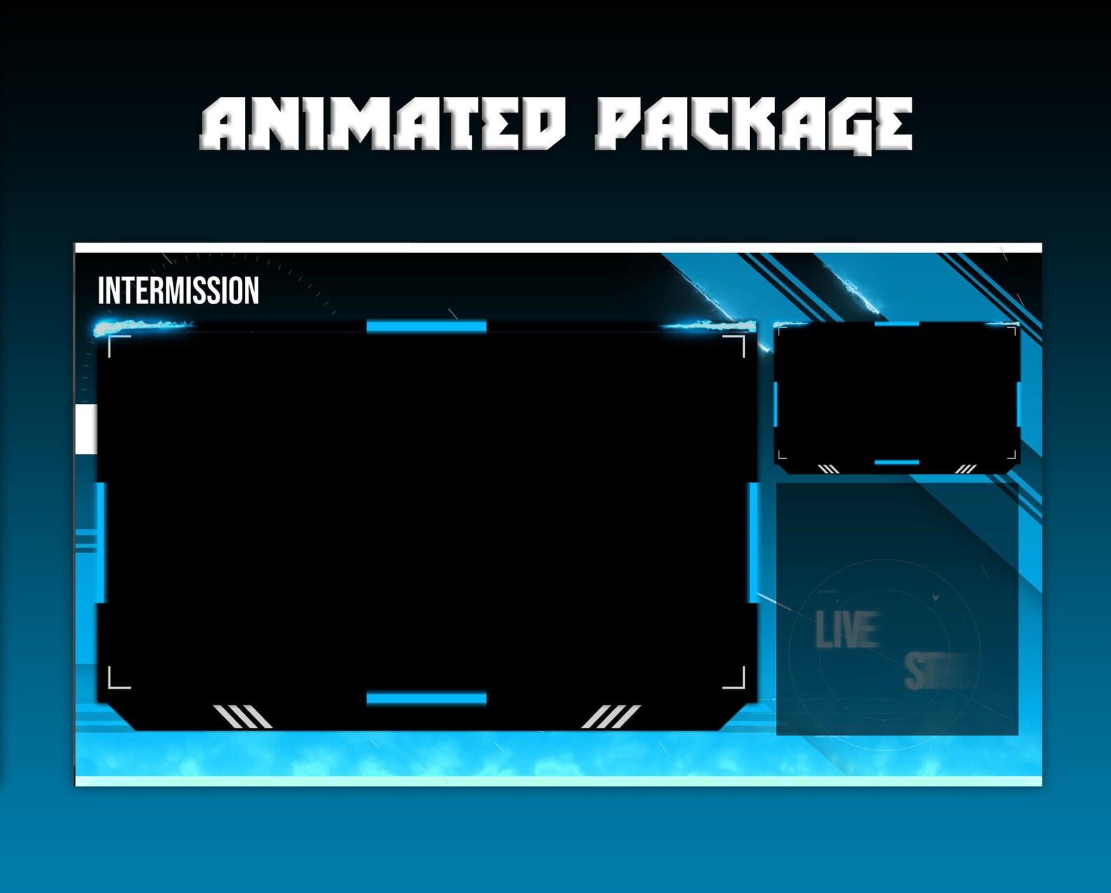 Twitch Overlays Animated Package, Ready to Use blue Smoke Green Simple ...