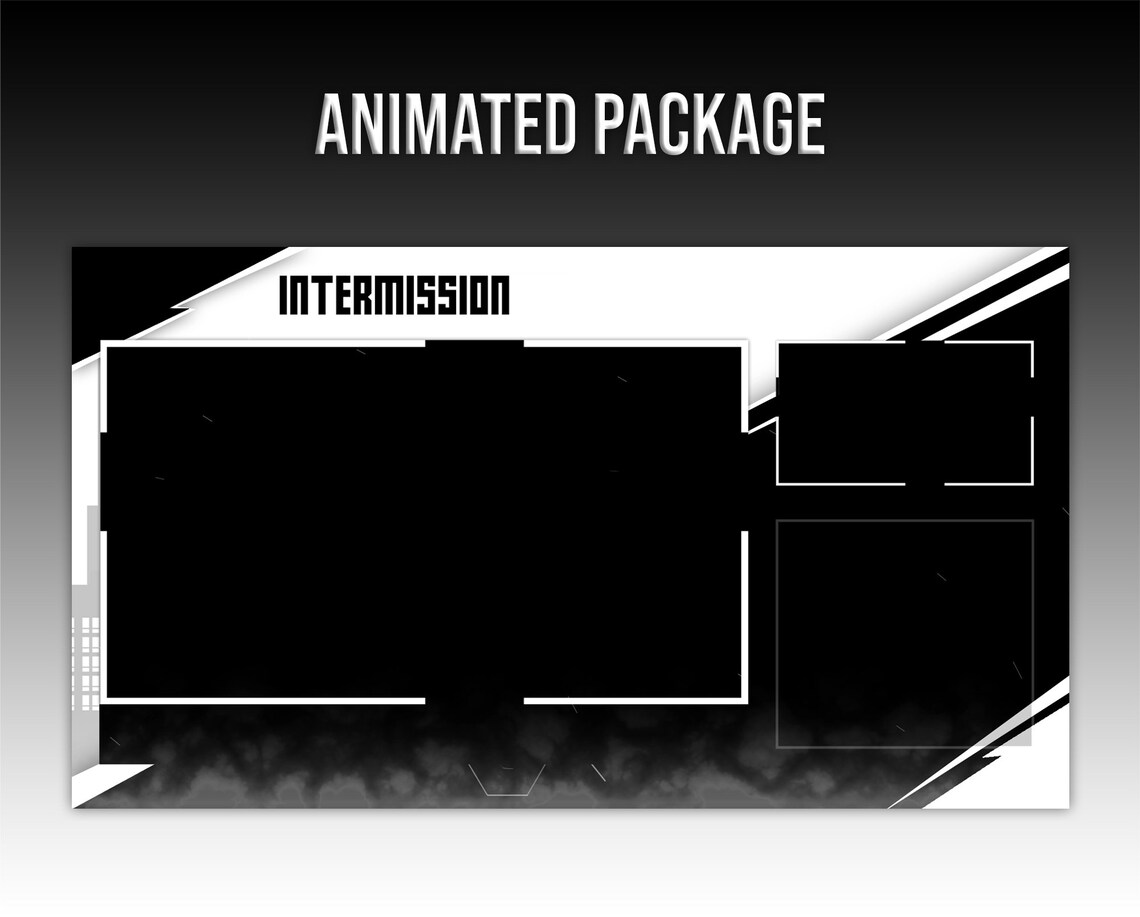 Twitch Overlays Animated Package, Ready to Use BW Line Smoke Simple ...