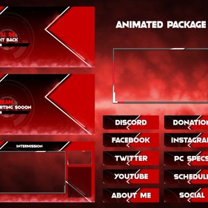 Twitch Overlays Animated Package Ready to Use red Electric - Etsy