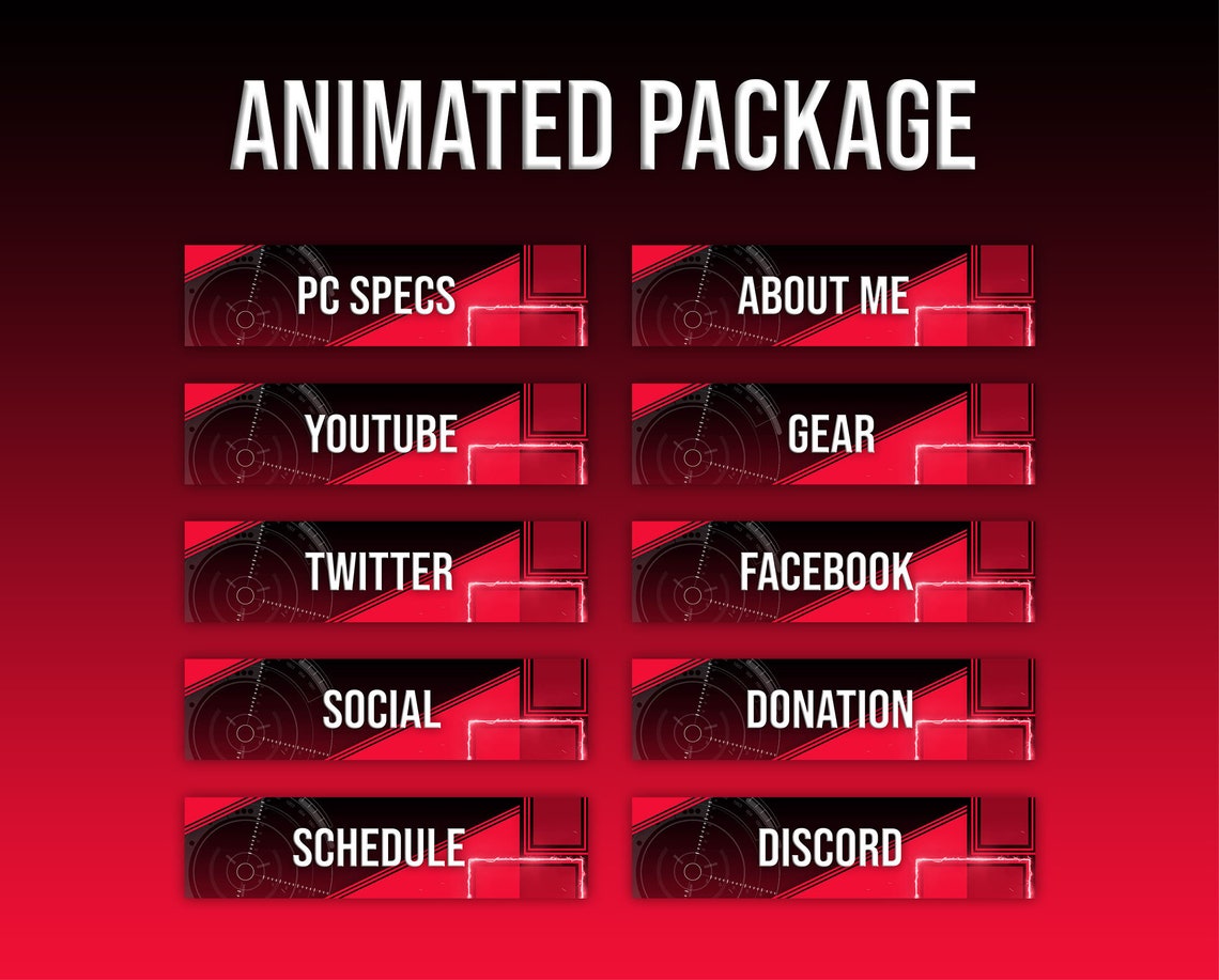 Twitch Overlays Animated Package, Ready to Use RED Square Simple ...