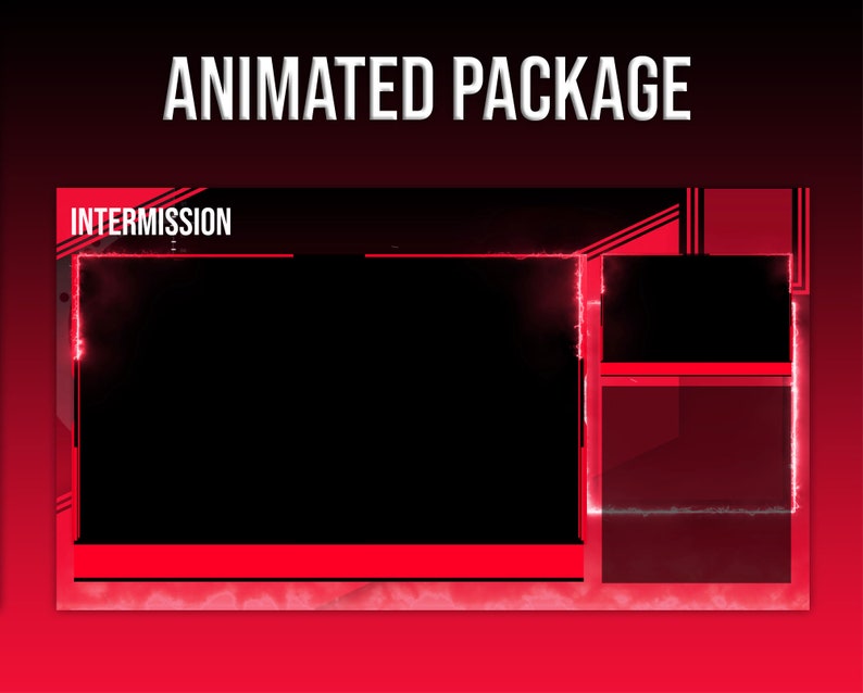 Twitch Overlays Animated Package, Ready to Use RED Square Simple ...