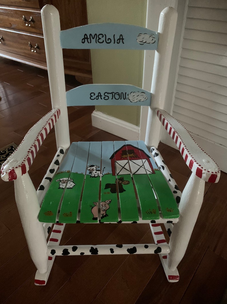 Childrens Kids Personalized Hand Painted Rocking Chair First - Etsy