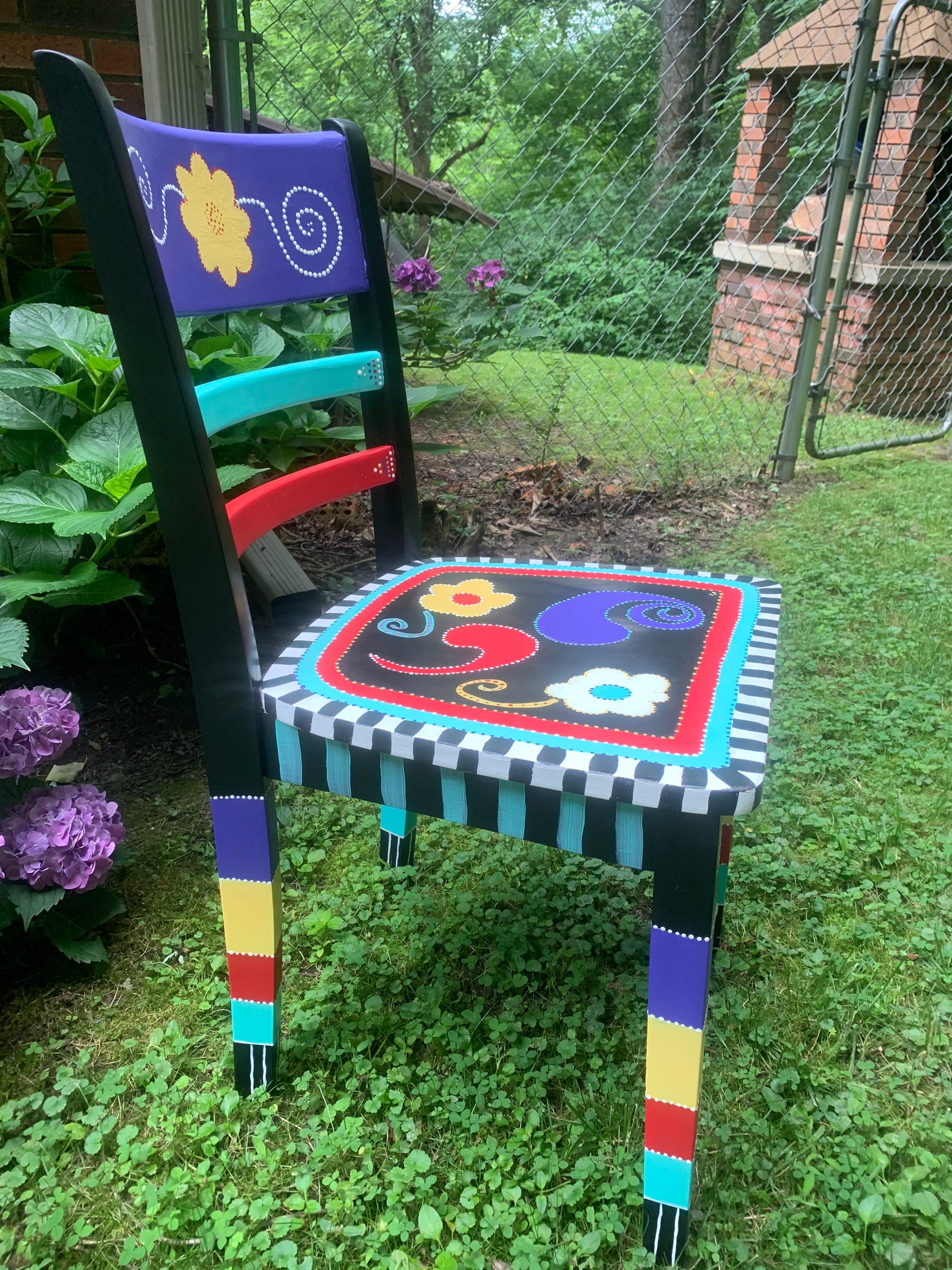 Whimsical Hand Painted Happy Chairs Custom Colors and Theme | Etsy