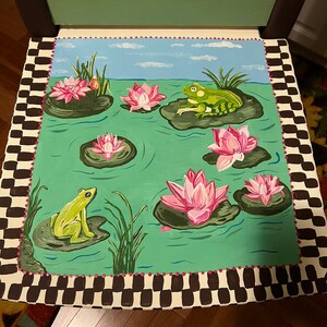 Frog and Lily Pad Whimsically Hand Painted, Hand Crafted Solid Wood ...