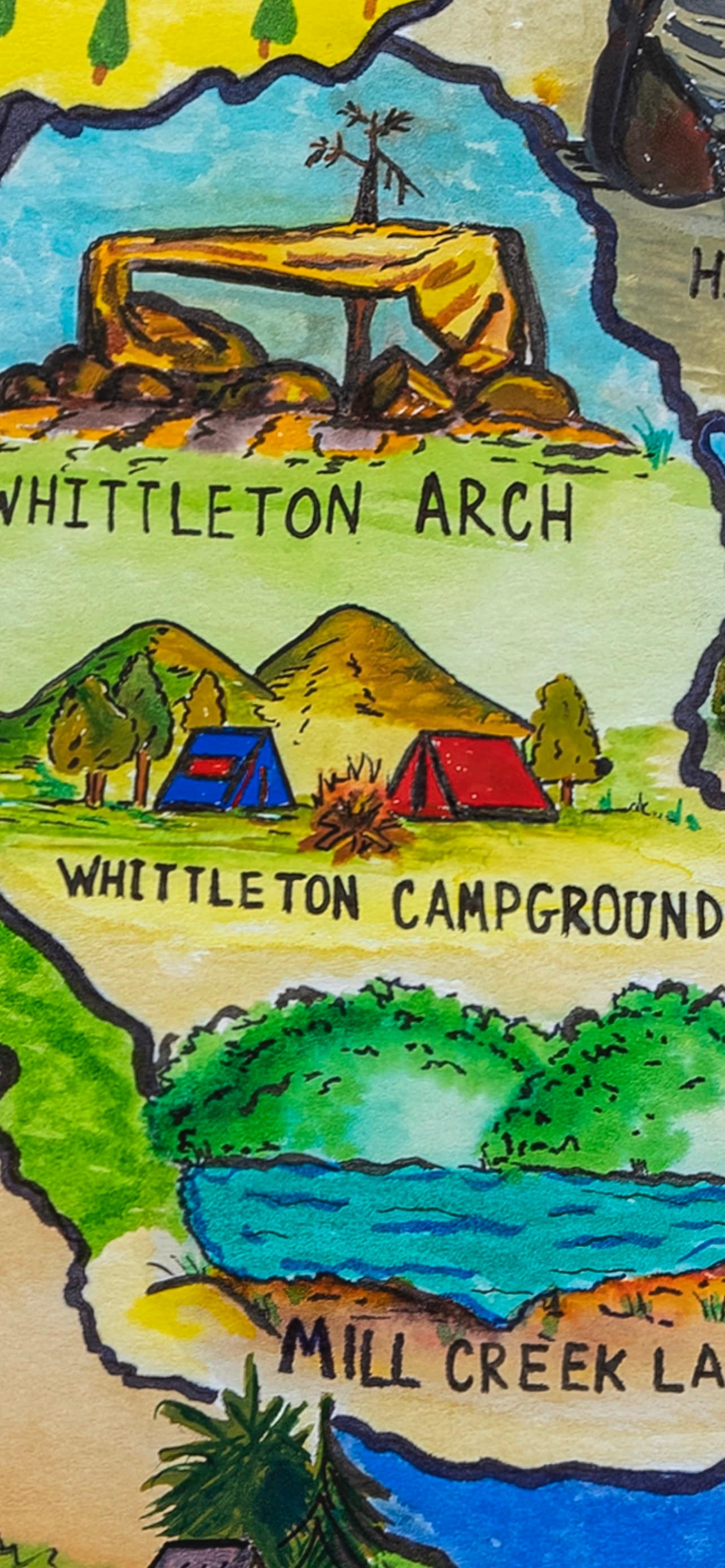 Red River Gorge Map Watercolor Print , Handpainted, Highlighting Hiking ...