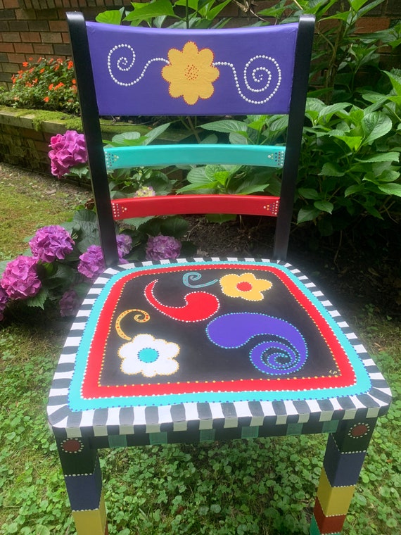 Whimsical Hand Painted Happy Chairs Custom Colors and Theme | Etsy
