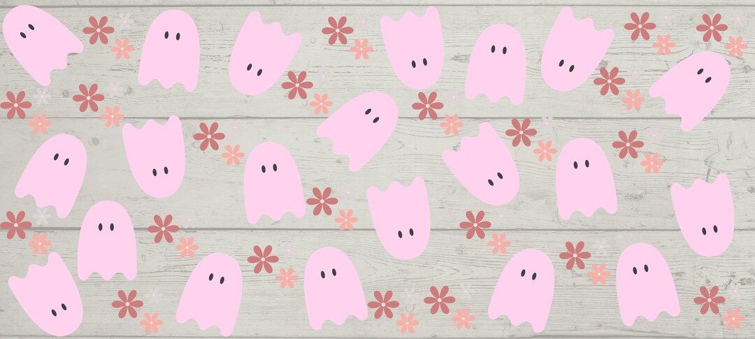 Libby Glass Ghost Wrap SVG PNG Cute Ghost Pink Flowers - Etsy