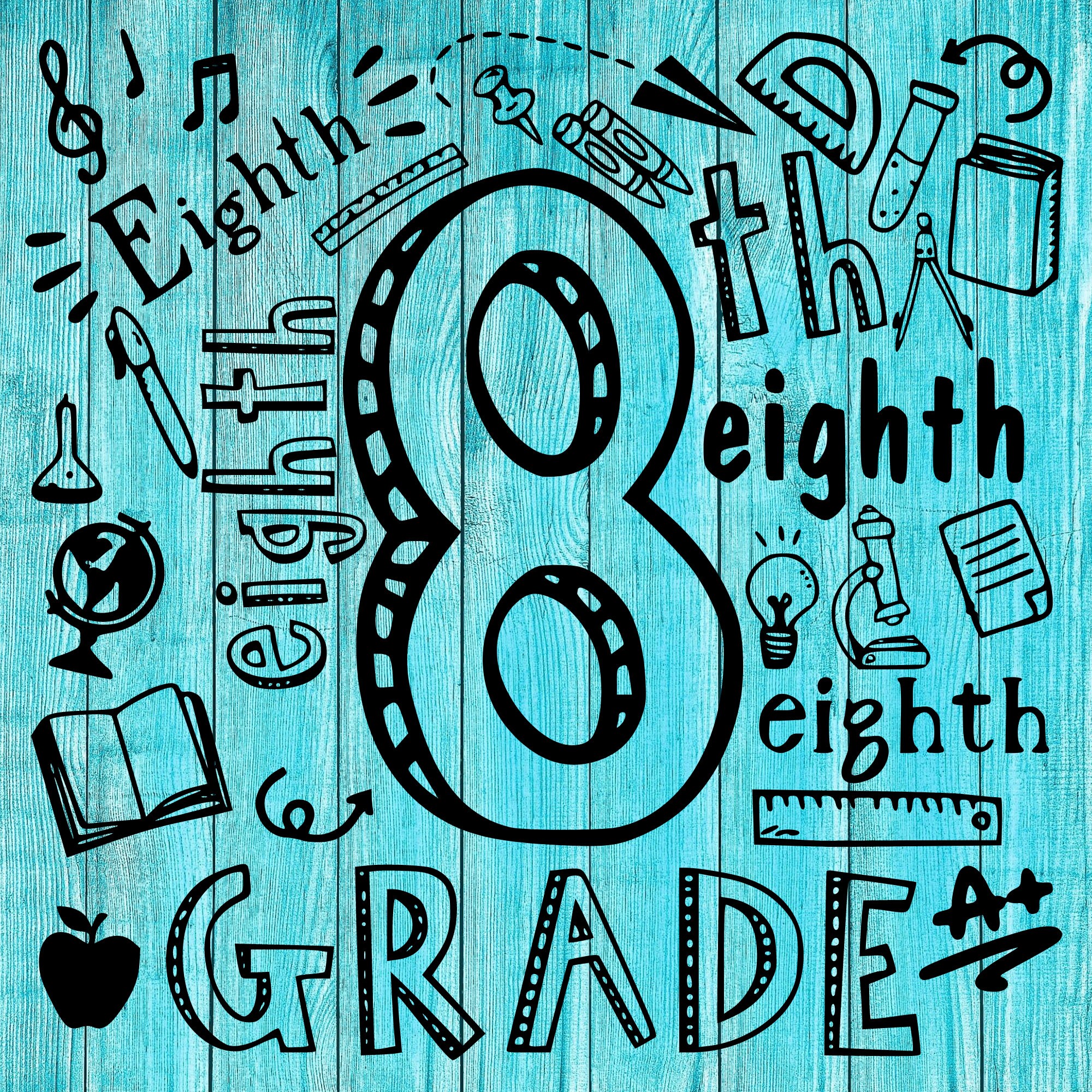 8th grade eighth grade typography svg typography png back | Etsy