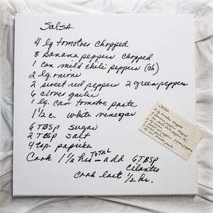 Handwritten Recipe Card Canvas Print: Custom Kitchen Wall Art - Etsy