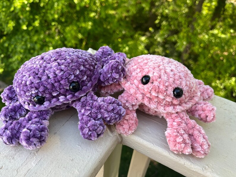 Fuzzy Crab Plush, Handmade Crochet Crab, Fleece Yarn Crab, Purple/pink ...