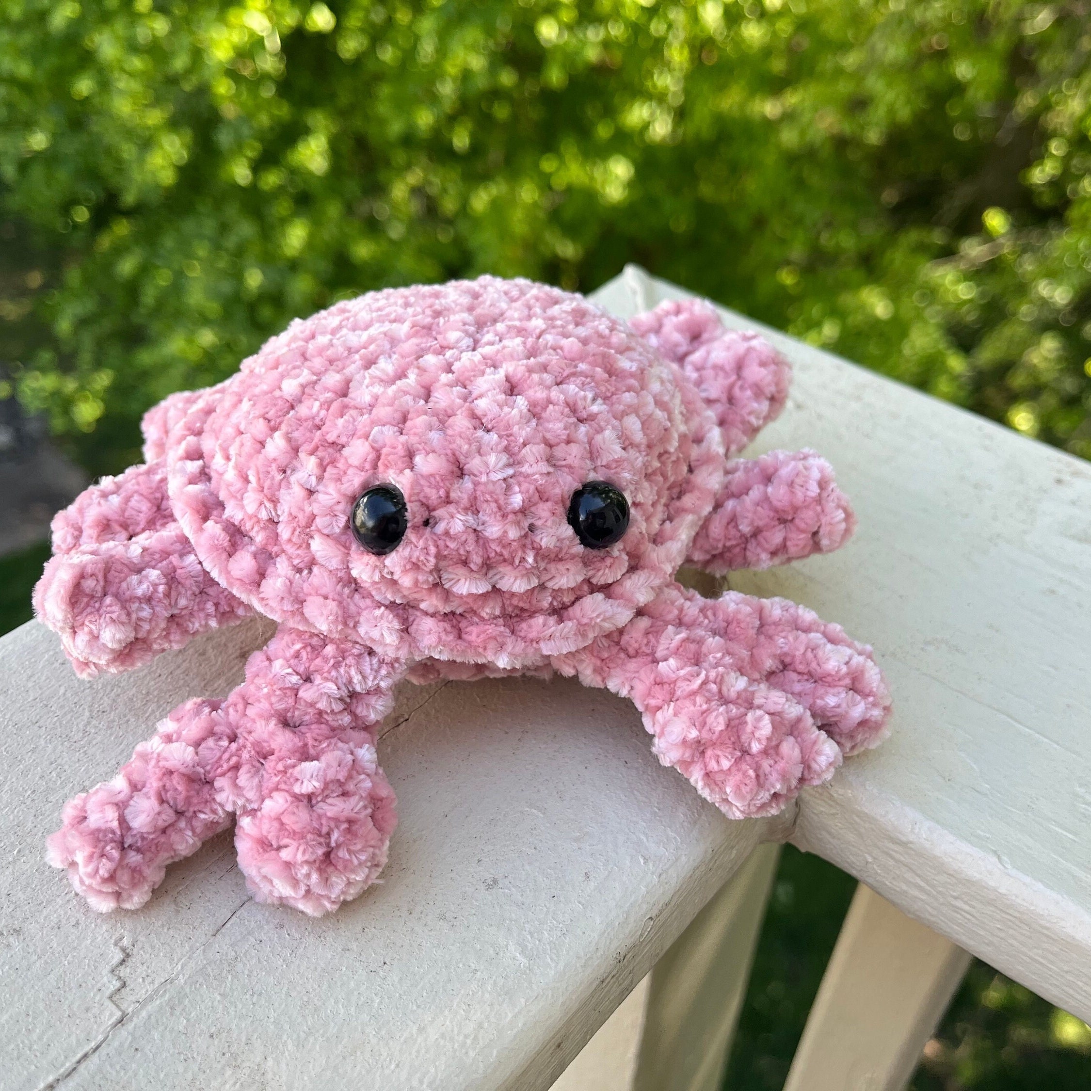 Fuzzy Crab Plush, Handmade Crochet Crab, Fleece Yarn Crab, Purple/pink ...