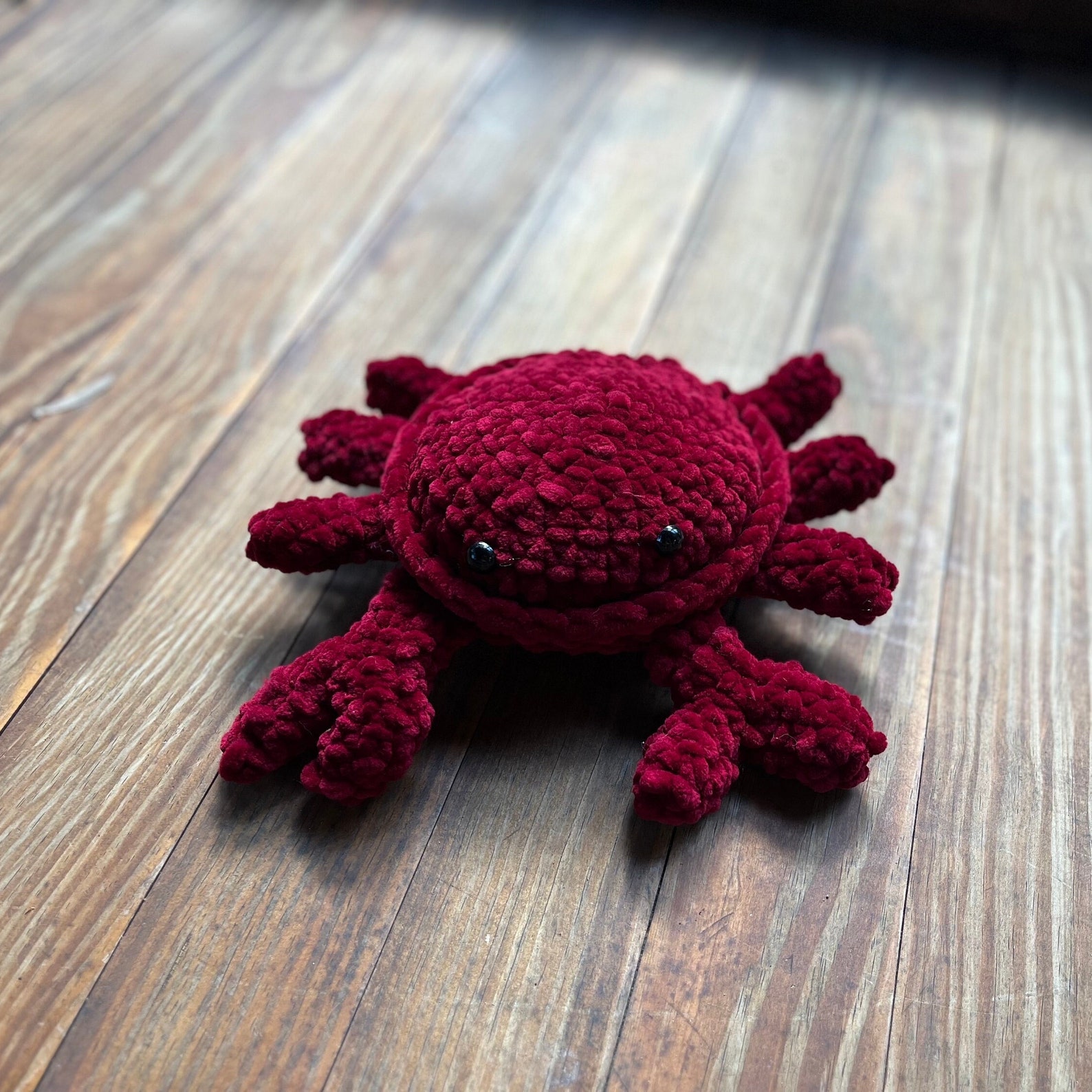Fuzzy Crab Plush, Handmade Crochet Crab, Fleece Yarn Crab, Purple/pink ...