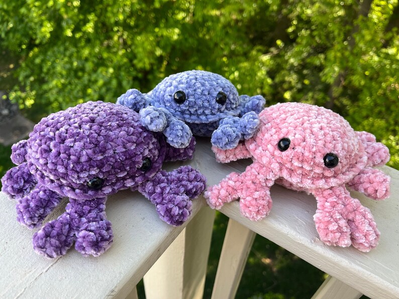 Fuzzy Crab Plush, Handmade Crochet Crab, Fleece Yarn Crab, Purple/pink ...