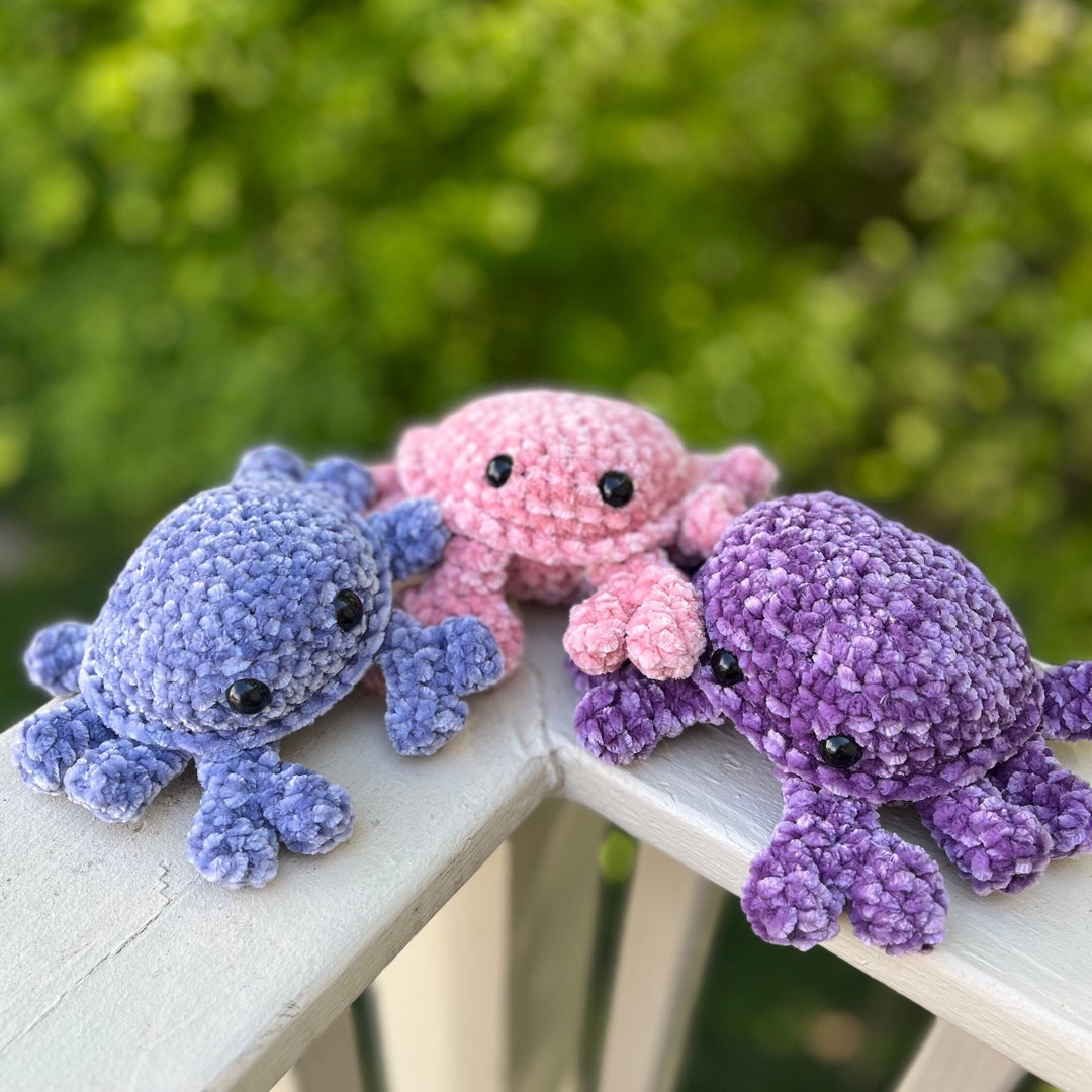 Fuzzy Crab Plush, Handmade Crochet Crab, Fleece Yarn Crab, Purple/pink ...