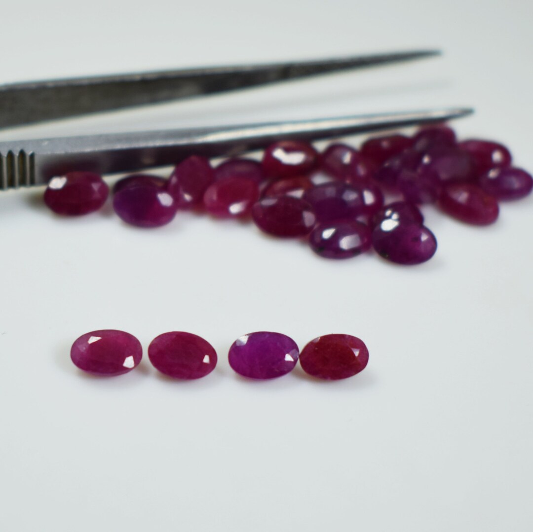 AAA Ruby Oval Shape Cut Faceted 4X6MM Natural Ruby Heated Ruby Oval ...