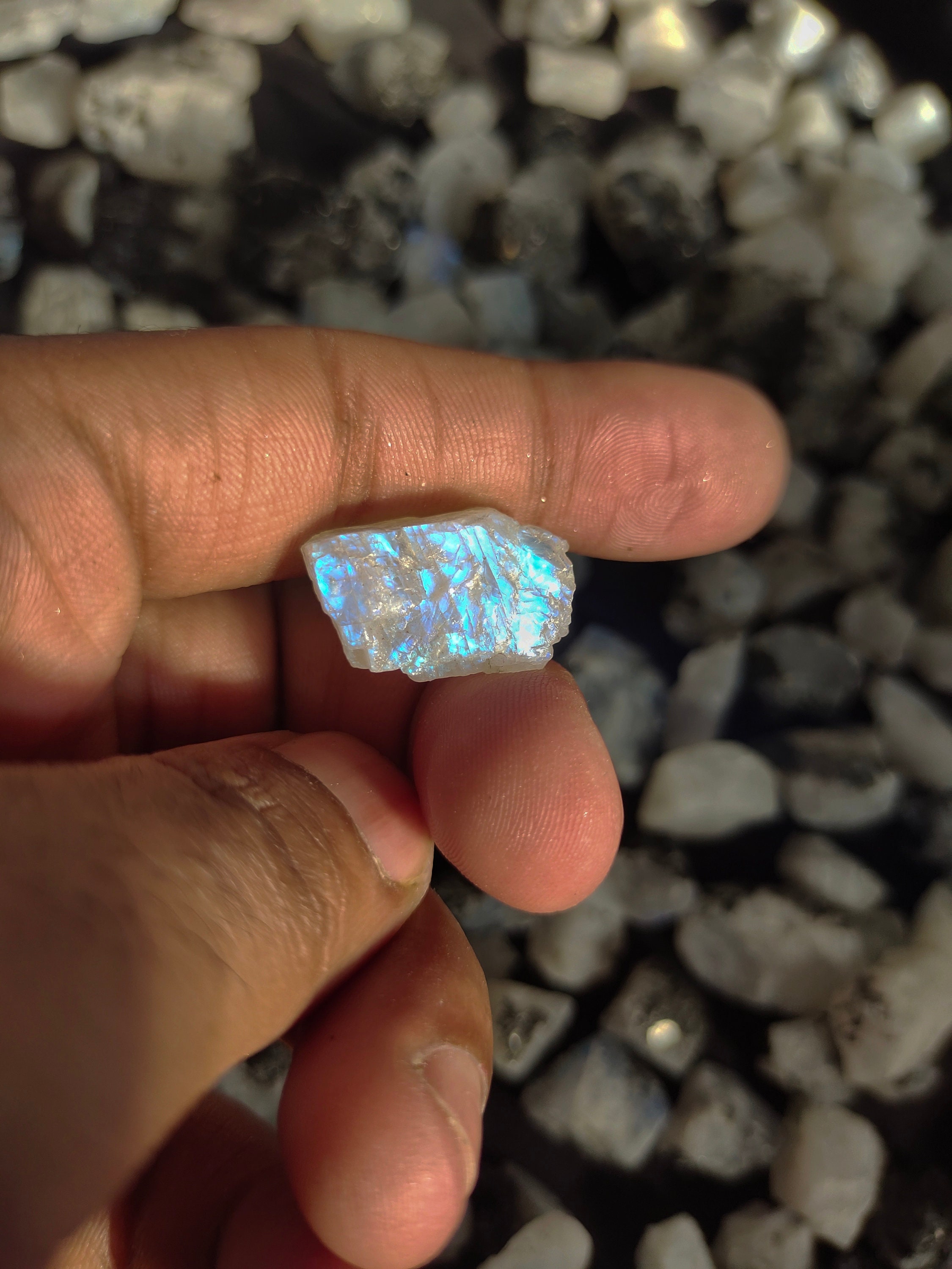 AAA NATURAL Raw Rainbow Moonstone Rough, Rough Moonstone ,slab With Black Tourmaline, Unpolished ...