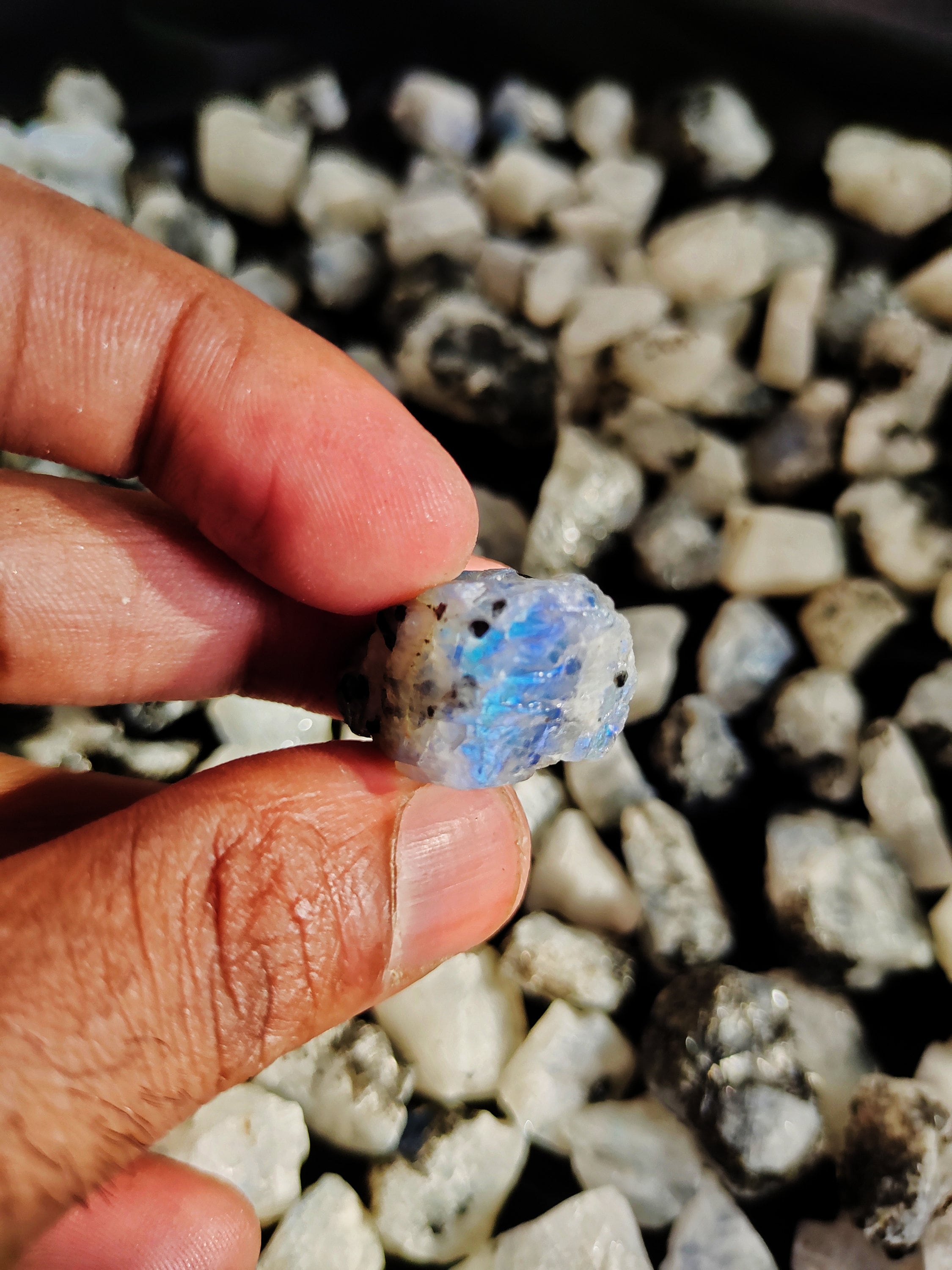 AAA NATURAL Raw Rainbow Moonstone Rough, Rough Moonstone ,slab With Black Tourmaline, Unpolished ...