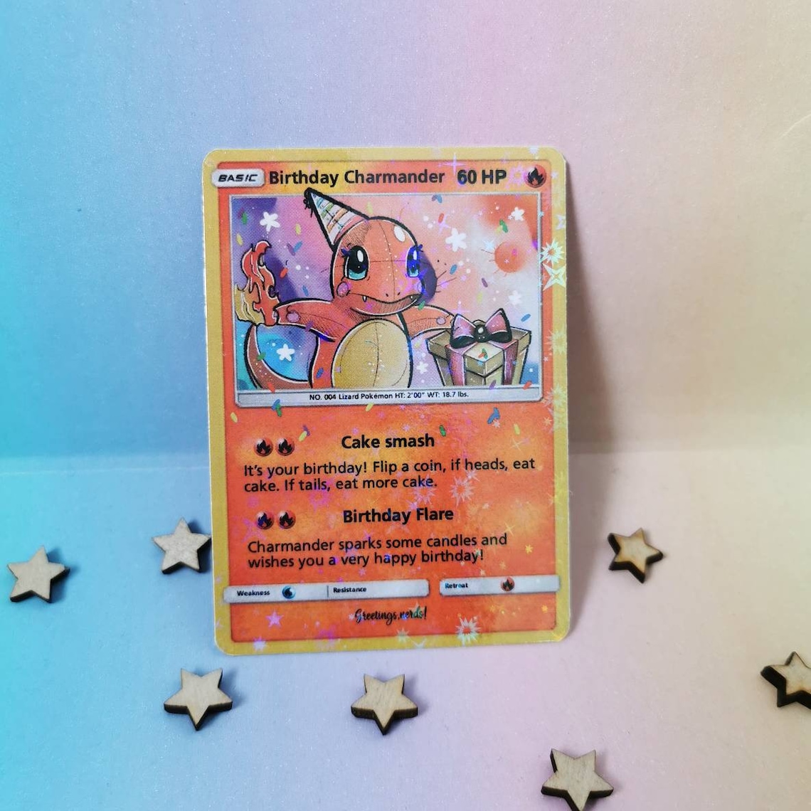 Birthday Charmander Celebration Trading Card Cute Gifts for - Etsy UK