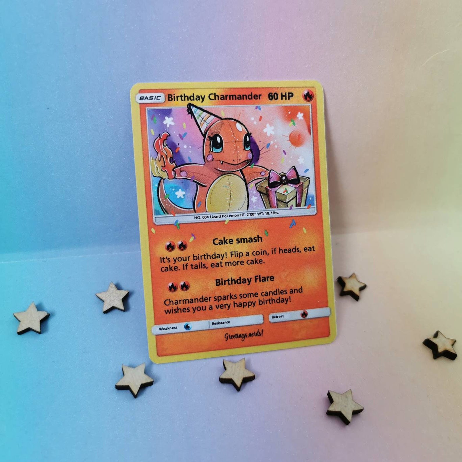 Birthday Charmander Celebration Trading Card Cute Gifts for - Etsy UK