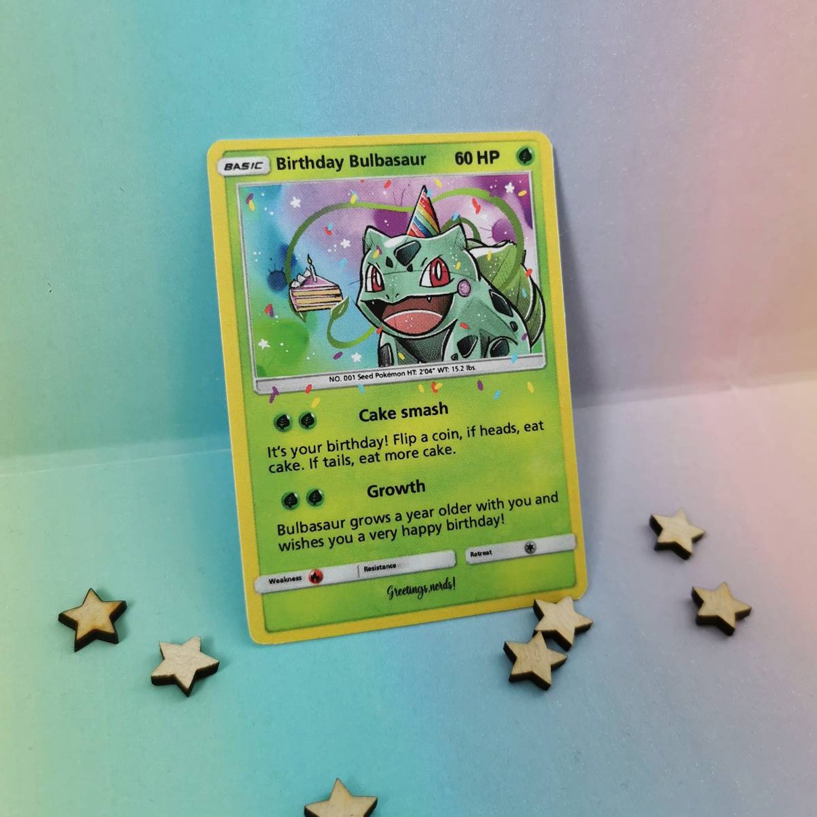 Birthday Bulbasaur Celebration Trading Card Cute Gifts for - Etsy