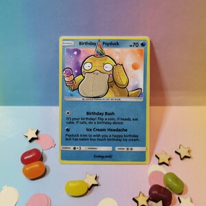 Birthday Psyduck Holographic Celebration Trading Card - Cute Gifts for ...